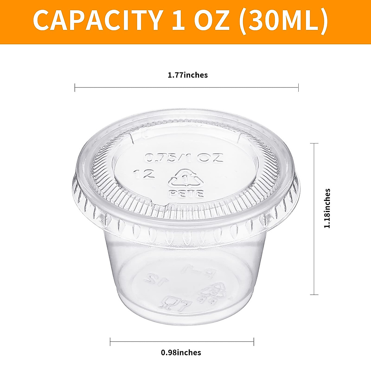 Macarrie 1000 Pieces 1 oz Containers with Lids 1 oz Portion Cups Disposable Souffle Cups Sauce Cups Salad Dressing Container Plastic Food Cups for Restaurant Picnic Birthday Wedding Dinner Party