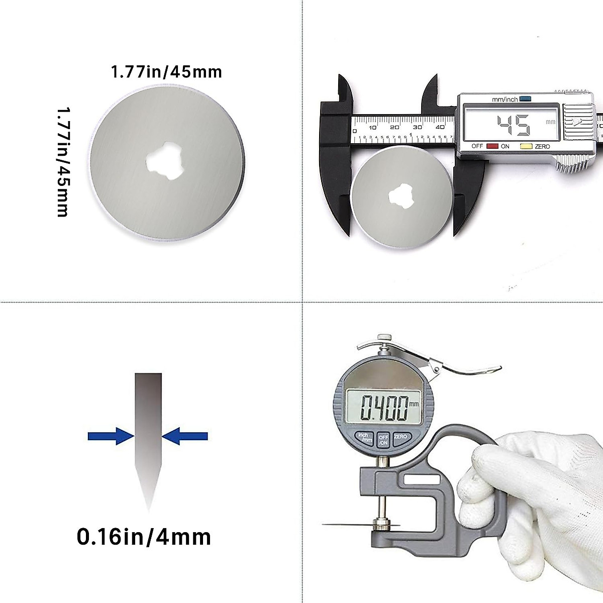 Rotary Cutter Blades 45mm 5 Pack for Fits Fiskars,Olfa,Truecut Rotary Cutter Replacement Arts Crafts Quilting