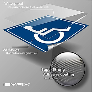 iSYFIX Handicap Signs Stickers Decal Symbol - 4 pack, 3x3 inch - Disable Wheelchair Sign, Disability Sticker, Premium Self-Adhesive Vinyl, Laminated, Indoor & Outdoor