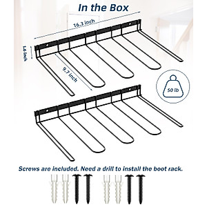 PrimZooty Boot Rack Wader Hanger Wall Mounted- (4 Pair) Sturdy Metal Boot Organizer, Tall Shoe Holder for Closet, Entryway, Indoor, Garage