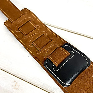 Walker & Williams Super Wide 4" Handmade Double Padded Classic Black Premium Signature Grain Leather Guitar Strap For Acoustic, Electric, And Bass Guitars