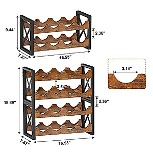Homeiju 2-in-1 Wine Rack Countertop, Small Wine Rack Organizer Holder, Wooden Wine Rack Inserts for Cabinet, Stackable Wine Rack for Kitchen,Home Bar