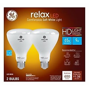 GE 93129938 Relax HD LED Light Bulb, BR30, 9 Watt, 2-Pk. - Quantity 1