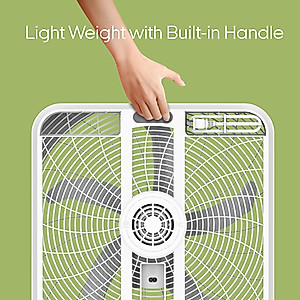 Aspen Box Fan 20 Inch with remote control Small Box Fans, Home Window Box Fans 3 Speed Quiet Most Powerful Window Fans for Home Bedroom Square Fan