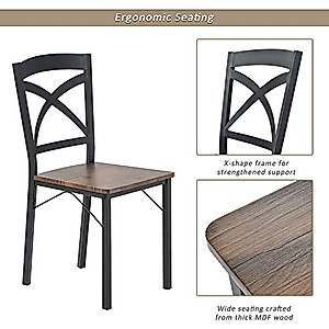 KoiHome 5-Piece Industrial Dining Metal Frame and Wooden Tabletop for 4 People, East-West Furniture Set with Rectangular Table and 4 Ergonomic Chairs for Kitchen,Resturant, Brown