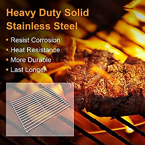 Utheer Cooking Grates for Nexgrill Replacement Parts 720-0882A Evolution Infrared Plus 5-Burner, Stainless Steel Solid Rod Grill Cooking Grids for Nexgrill Gas Grill Parts with Side Burner, Set of 3