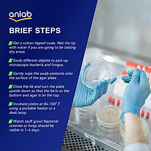 anlab™ Nutrient Agar Petri Dishes Science Project Kit, 10 Pre-Poured Agar Plates and Cotton Swabs for Science Experiments, Bacteria Science Kit - Sealed Separately (Amazon Delivery)