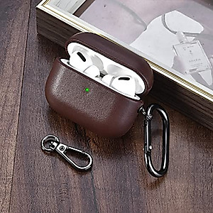 AIRSPO Case for AirPods Pro, Leather AirPods Pro Case Cover Compatible with Apple Airpods Pro Charging Case AirPod Pro Protective with Keychain (Brown)