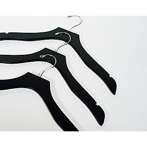 Topline Classic Wood Bridal Dress Hangers - Black Finish (10-Pack)