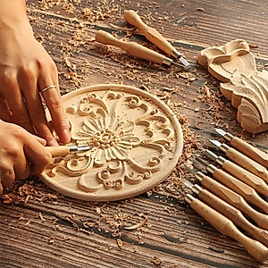 Wood Carving Tools,12 Set Professional Carving Kit Wood Carving Tools Set-Carving Hook Knife,Whittling Knife,Chip Carving Knife, Carving Knife Sharpener for Spoon Bowl Cup Woodworking