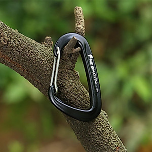 FresKaro Wiregate Carabiner Clip, 12kN(2698lbs), Used for Backpacking Gear or as a Hiking Accessories - 4pack of Black d Ring Wire gate caribeener Clips.