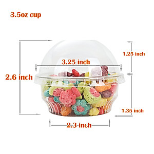 Golden Apple, 3.5oz-30sets Clear Plastic Cups for Ice Cream, Dessert Cups, Snack Bowl with Dome lids no Hole