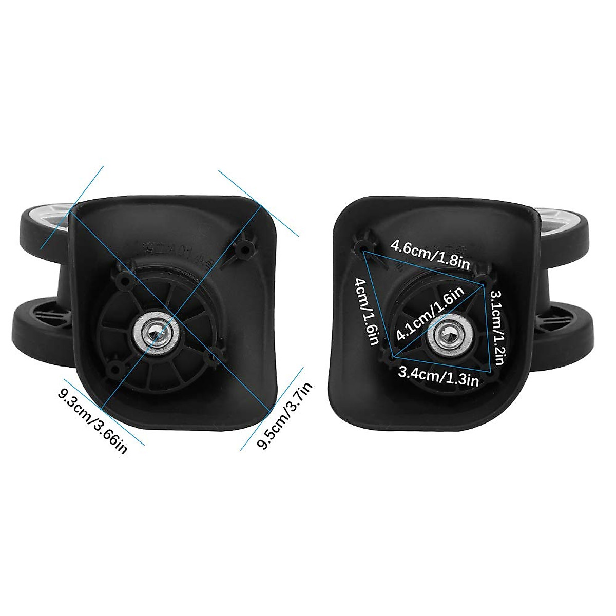 Ladieshow Luggage Wheels,1Pair Suitcase Wheels Replacement Draw‑Bar Box Accessory 360 Swivel Wheel Suitcase Luggage Carrier Wheel Replacement