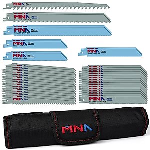 MNA Reciprocating Saw Blade Set 42 Piece, Wood & Metal Cutting, Pruner Sawzall Blade, Household Value Saw Blade Pack with Pouch