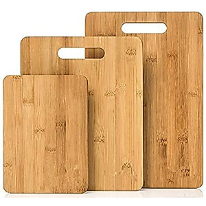 Brookline Wood Cutting Board Set - Extra Thick 3 Charcuterie Boards - Made from Organic Bamboo - Used for Cooking, Meat, Cheese and Vegetable Chopping