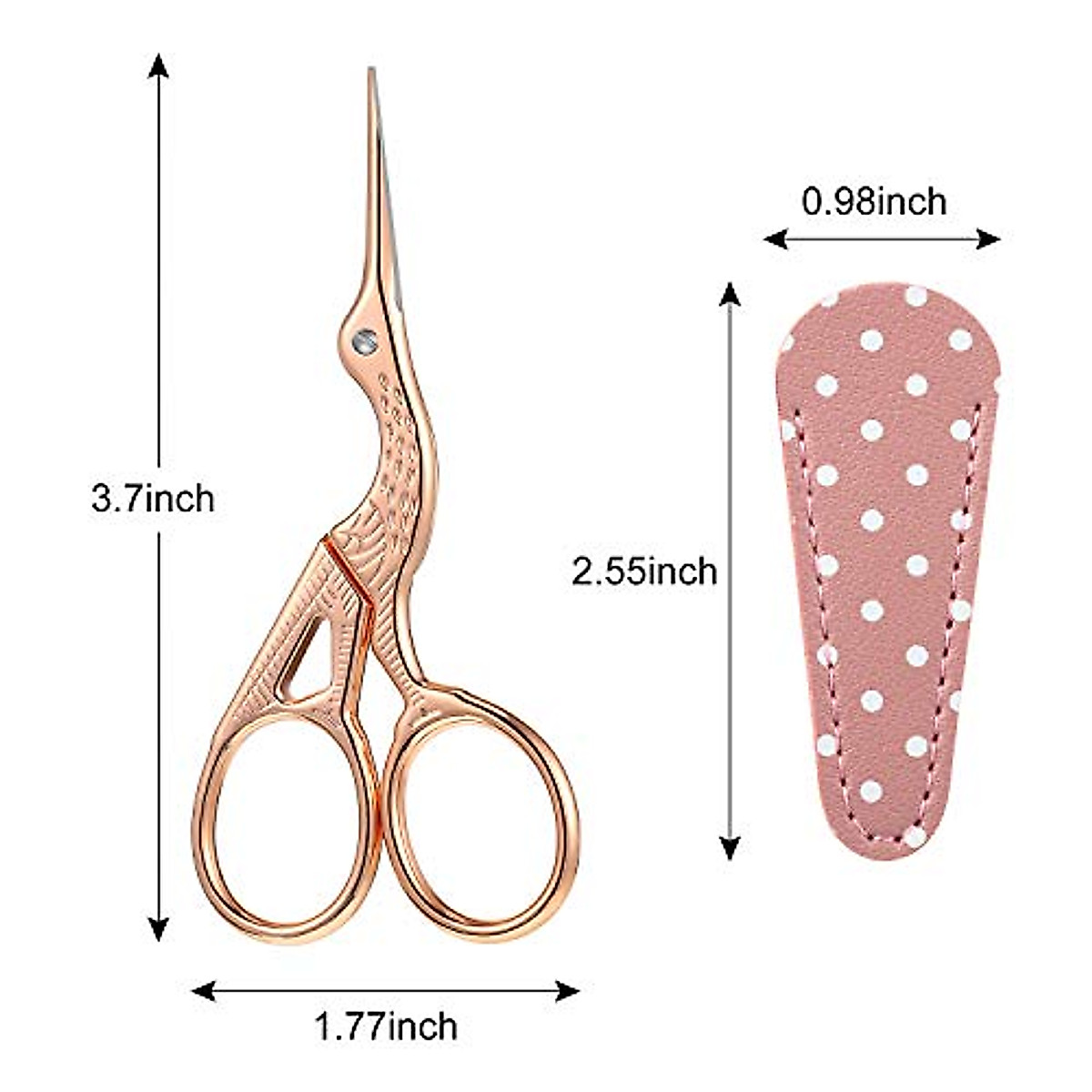 3 Pieces Sewing Embroidery Stork Scissors with 3 Pieces Leather Scissors Cover, Small Stainless Steel Crane Shape Scissors for Manual Sewing Handicraft DIY Tool