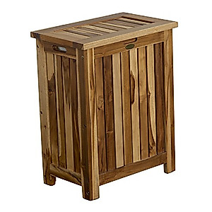 Decoteak H-004 Teak Solid Hamper, Brown