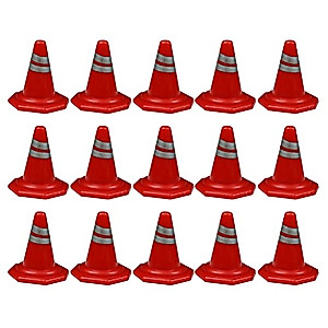 iplusmile Kids Toys 15pcs Mini Traffic Cones Miniature Traffic Road Cones Pretend Play Toys Roadblocks Model Simulation Traffic Signs Construction Road Parking Cone for Sand Table Red Miniature Toys