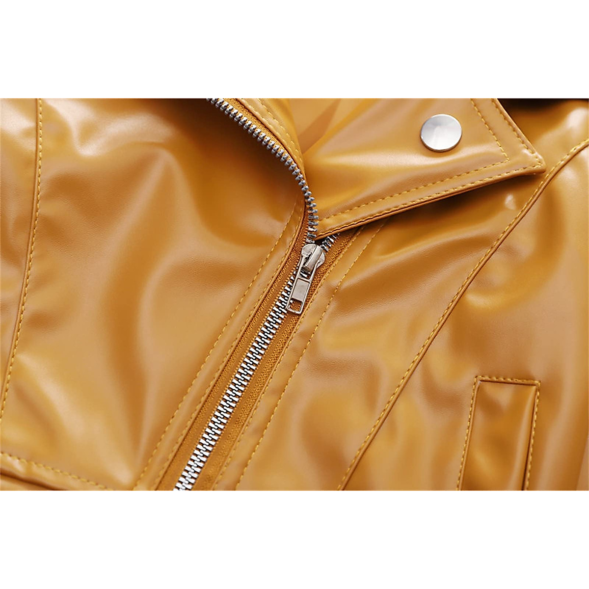 LANMAOMI Girls Kids Faux Leather Jacket Toddler Baby Turn-down Collar Coat PU Motorcycle Outerwear Moto Biker Jackets 1-5T (Yellow, 3-4 Years)