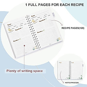 JUBTIC Recipe Book to Write in Your Own Recipes,Sprial Hardcover Personal Blank Recipe Book, Make Your Own Family Cookbook with Gold Foil Stickers, Recipe Notebook Hold 120 recipes - Pearl