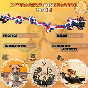 BEGA PET 38 in Dog Toys for Aggressive Chewers Medium Large Dogs Breed - Tough Rope Chew Toy Heavy Duty Ropes for Dog 5 Knots Indestructible Puppy Teething Chew Tug of War Durable Gift Birthday