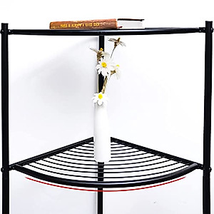 Kimzda 5-Tier Corner Shelf Stand Metal Wire Corner Shelving Display Unit Storage Furniture Multipurpose Space Saving Storage Rack for Living Room, Office, Kitchen, Black