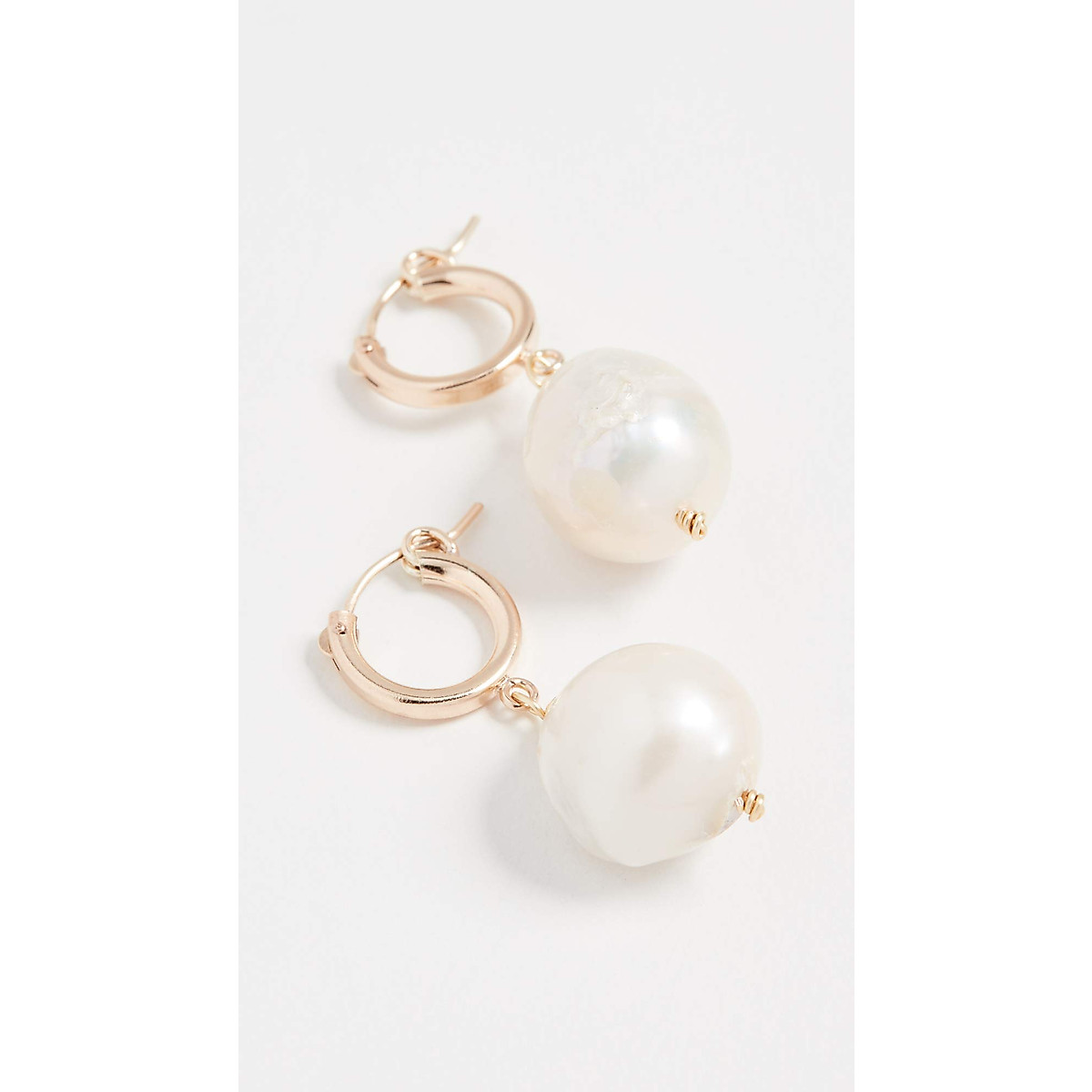 Brinker & Eliza Women's Back To Basics Huggie Earrings, Gold/Pearl, One Size