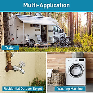 QNINE 90 Degree Hose Elbow, 3/4" NH Thread, Brass Hose Connector, Perfect for RV, Washing Machine, Faucet, 2-Pack