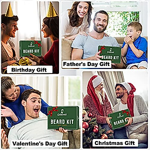 Beard Kit,Beard Growth Grooming Kit w/2 Pack Beard Oil & 2 Pack Beard Balm,Christmas Stocking Stuffers Gifts forfor Men Him Husband Dad Boyfriend,Shaving Kit w/Beard Wash Comb Brush (Sandalwood)