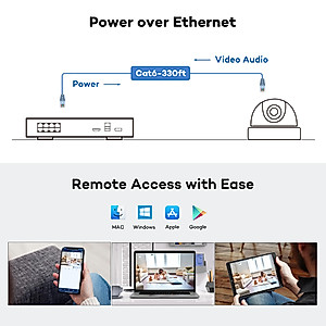 ONWOTE 8 Channel 4K 8MP HD PoE IP Security NVR Video Audio Recorder (Built-in 8 PoE Ports), Support 4K, 5MP, 4MP, Multi-Mode Recording, 8CH NVR with NO Hard Drive, Work with ONWOTE PoE Cameras