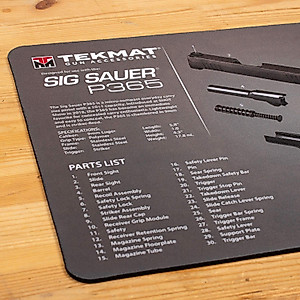 TekMat Cleaning Mat for use with Sig Sauer P365, Black (TEK-17-SIGP365)