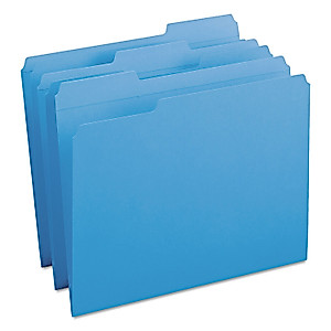 Smead 12034 File Folders 1/3 Cut Reinforced Top Tab Letter Blue 100/Box