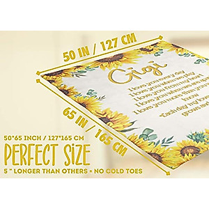 InnoBeta Gigi Sunflower Throw Blanket - Gigi Gifts for Grandma - Flannel Blankets Gift for Gigi on Christmas, Birthday, or Thanksgiving - 50" x 65"