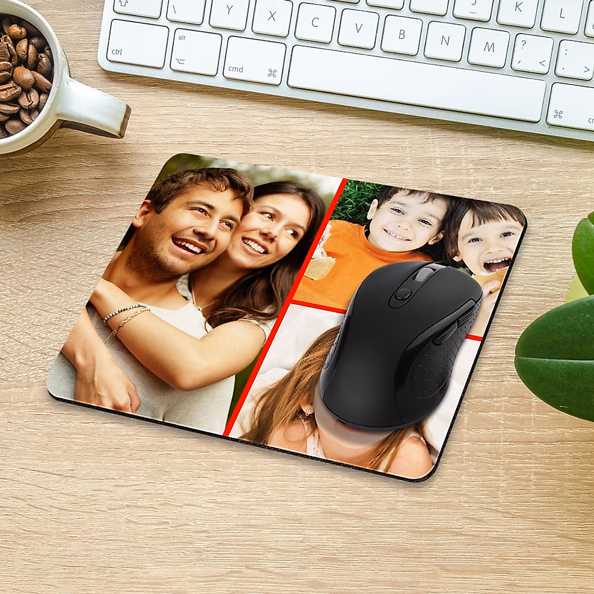 WIRESTER Personalized Custom Mousepad with Your Photo, Frame Color for Home, Office and Gaming Desk, Non-Slip Rectangle Mouse Pad