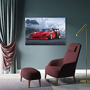 klloq Ferrari F40 Super Sports Car Poster 6 Canvas Poster Wall Art Decor Print Picture Paintings for Living Room Bedroom Decoration Frame 12x18inch(30x45cm)