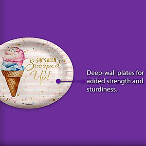 She's Been Scooped Up Scoops Ice Cream Bridal Shower Party Supplies Large 9" Paper Plates in Bulk 32 Piece