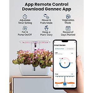 iDOO WiFi 12 Pods Hydroponic Growing System with 6.5L Water Tank, Smart Hydro Indoor Herb Garden Up to 14.5", Plants Germination Kit with Pump System, Fan, Grow Light for Home Kitchen Gardening, White