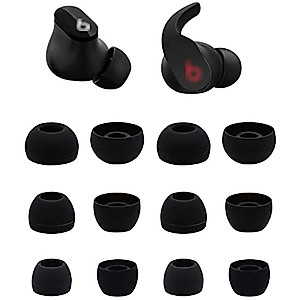 Rqker Ear Tips Compatible with Beats Fit Pro & Studio Buds, 6 Pairs S/M/L Sizes Soft Silicone Replacement Earbuds Tips Ear Tips Eartips Compatible with Beats Studio Buds & Fit Pro, 45mm Black