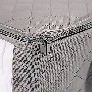 AzxecVcer 3 Pack Storage Bags,Foldable Storage Bag Organizers, Large Clear Window & Carry Handles,Under Bed Organizer Bag for Closets, Bedrooms for Comforters,Blankets,Clothes,Quilts and Towels, Gray)