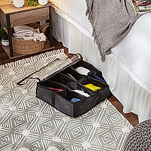 DII Breathable Closet Shoe Soft Storage Bag, Black Linen, 8 Shoe Storage