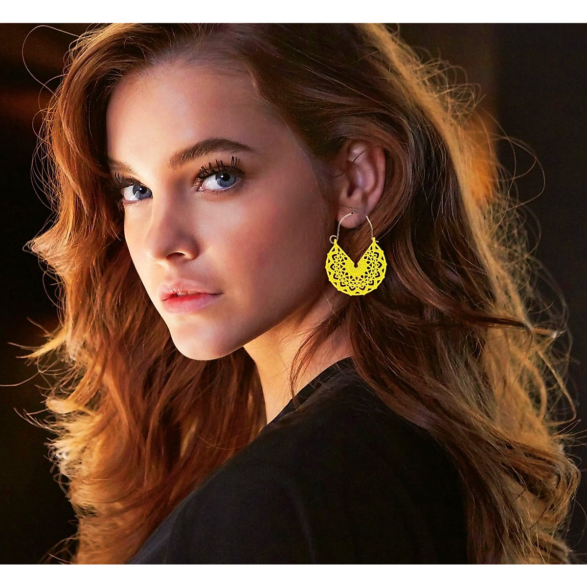 12 pairs of colorful cutout boho cutout pattern bohemia earrings for women hanging dangling fashion set boho DIY lightweight women's earrings candy color earrings