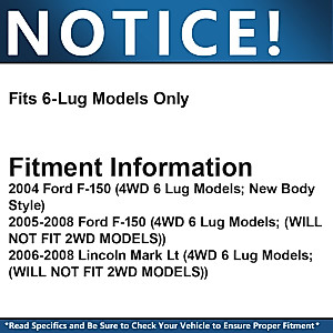 Detroit Axle - 4WD Front Brake Kit for 04-08 Ford F-150 6 Lug Lincoln Mark LT 2004 2005 2006 2007 2008 Brakes Rotors Ceramic Brake Pads Replacement