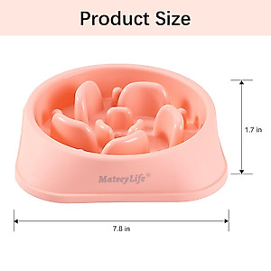 MateeyLife Slow Feeder Dog Bowls 2PCS, Anti-Choking Puzzle Dog Food Bowls, Anti-Slip Interactive Dog Feeding Bowls That Slow Down Eating, Bloat Stop Maze Dog Dishes for All Breads Pets Pink&Purple