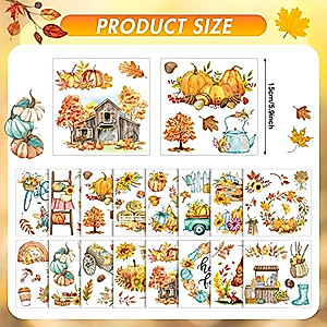 SATINIOR 16 Sheets Fall Rub on Transfers for Crafts and Furniture Maple Leaf Pumpkin Stickers Rub on Decals for Scrapbook DIY Wood Fabric Journal Dairy Envelope Crafts, 5.9 x 5.9 Inch