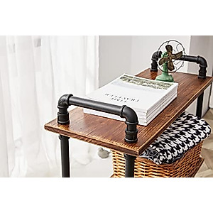 Anynice Industrial Bookshelf, Pipe Shelves, Industrial Pipe Shelving, 3 Tier Bookshelf,Pipe Bookshelf,Industrial Pipe Shelf(Rustic Brown, 29.5" L x 11.8" W x 39" H)