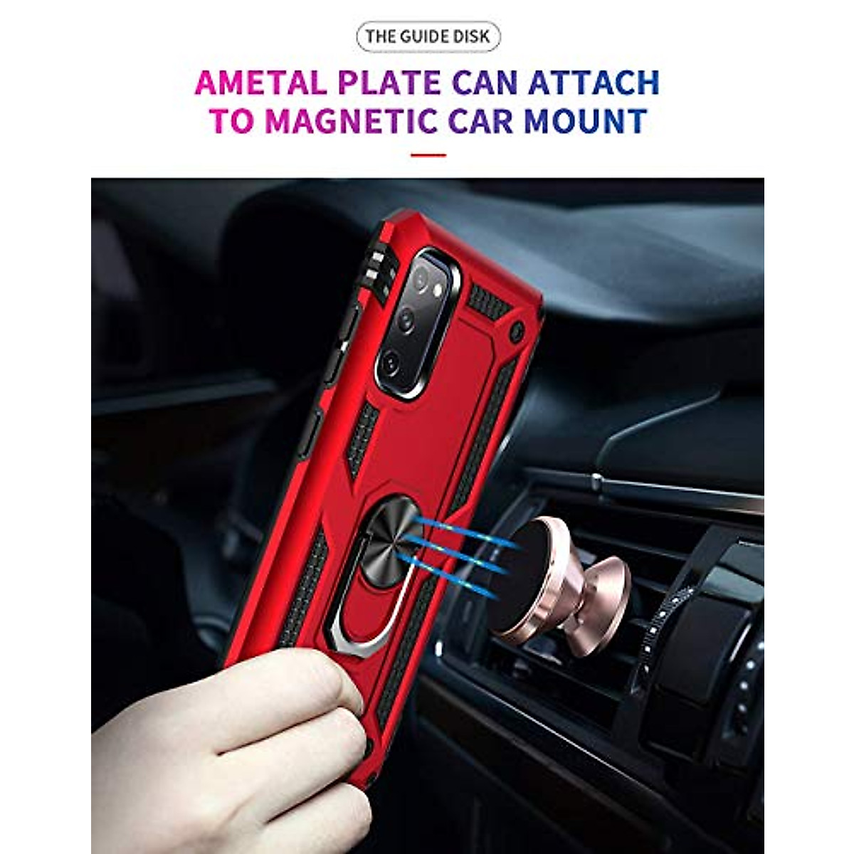 SunRemex Samsung S20 FE Case，Galaxy S20 FE Case with Tempered Glass Screen Protector，Kickstand [Military Grade] 16ft.Drop Tested Protective Cover for Samsung Galaxy S20 FE 5G （2021）.(Red)