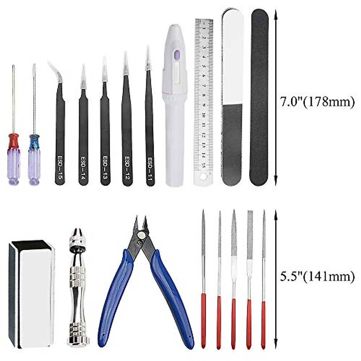 Bigstone 50 PCS Gundam Model Tools Kit Hobby Building Tools Set for Cars, Airplanes, Buildings, Gundam, Robots Models Building Repairing and Fixing ext.