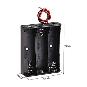 uxcell Battery Case Storage Box 3 Slots x 3.7V 2-Wire Lead for 3 x 18650 Battery 6 Pcs