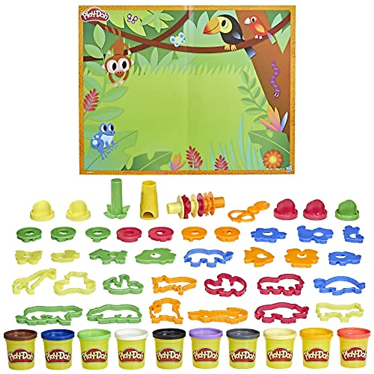 Play-Doh Animal Adventure Set, Arts and Crafts Toys for 3 Year Old Girls & Boys, 45 Tools, 10 Cans (Amazon Exclusive)