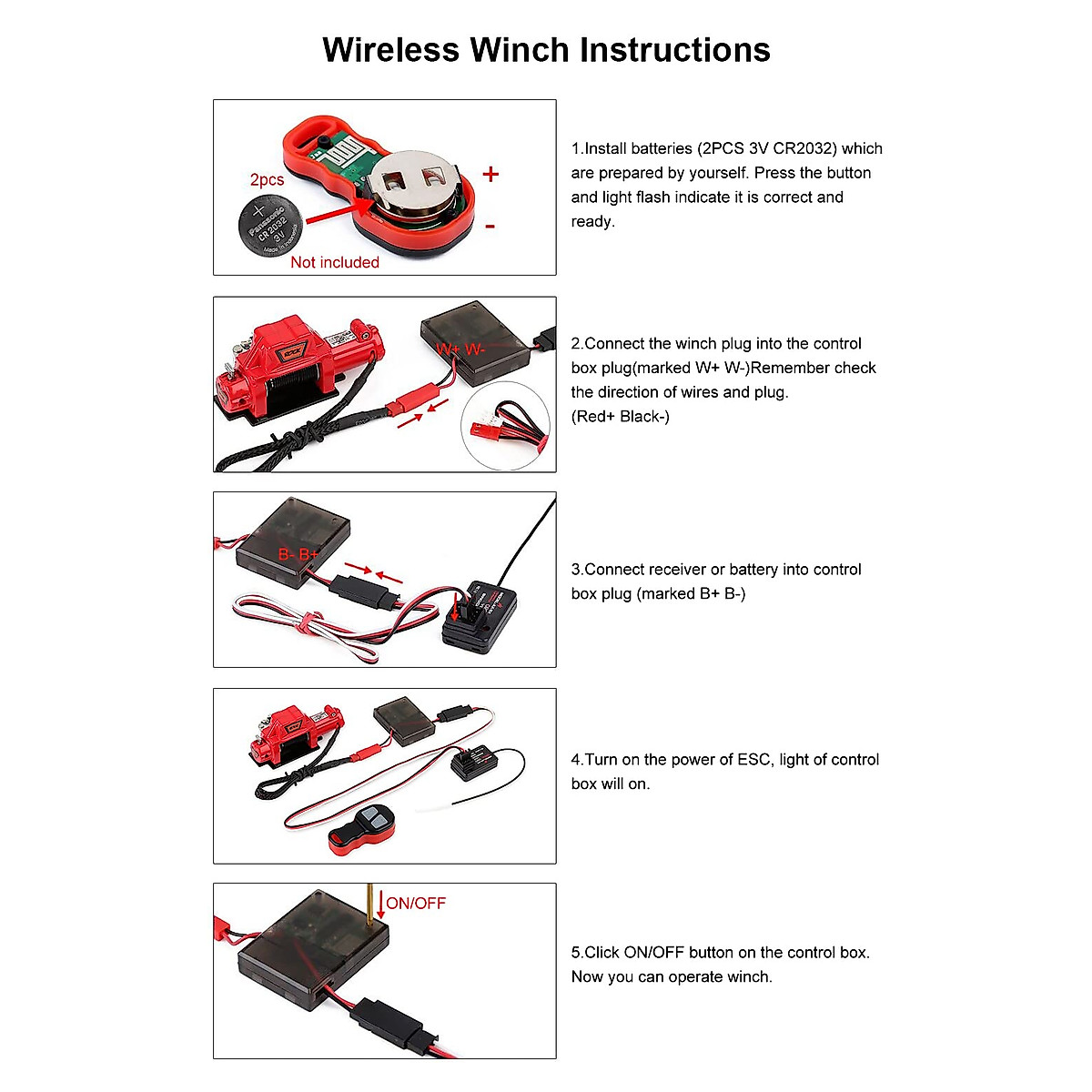 INJORA Metal Automatic Winch Wireless Remote Controller System for 1:10 RC Crawler Car Axial SCX10 90046 TRX4 Redcat (Black)